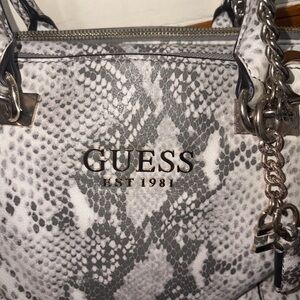 Guess | Bags | Guess Snakeskin Print Tote Bag Shoulder Bag W Chain ...